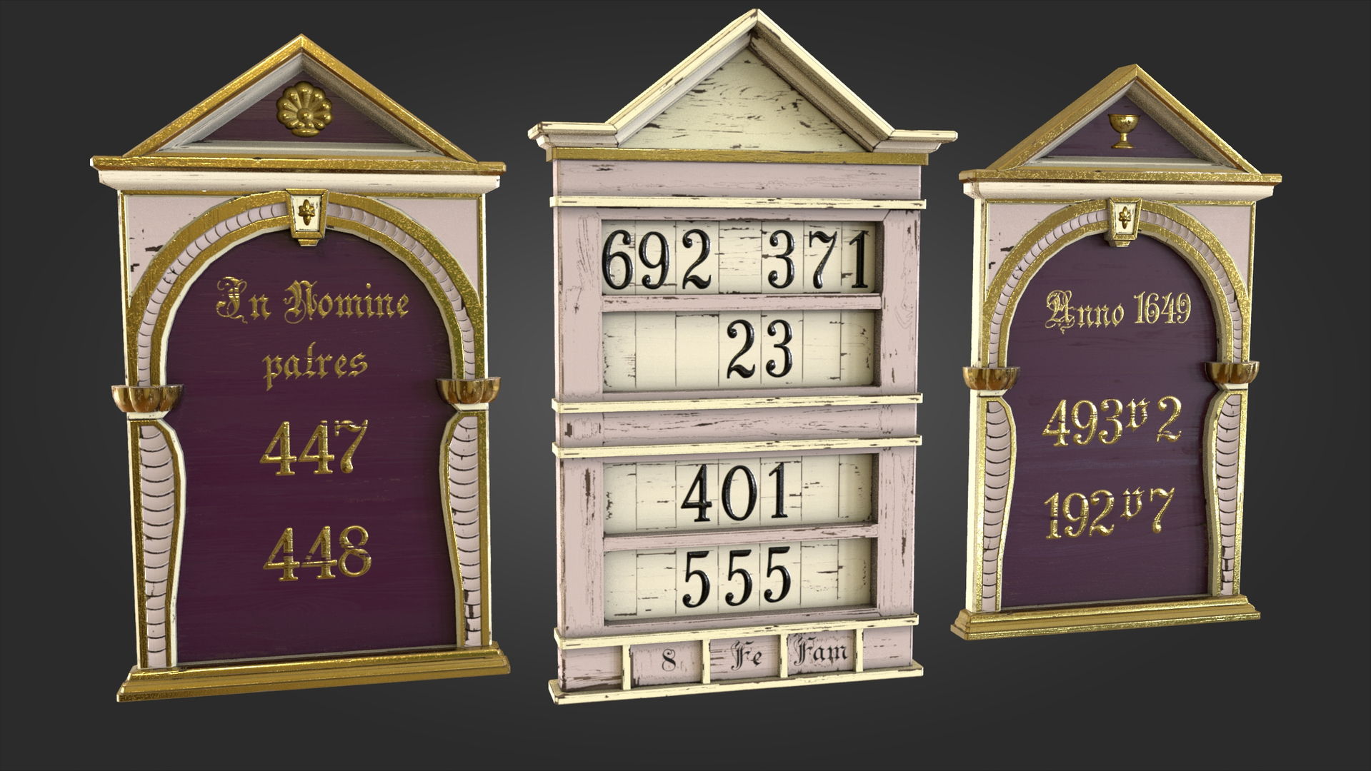 3D Antique Hymn Boards Crema Rose - PBR - TurboSquid 1828036