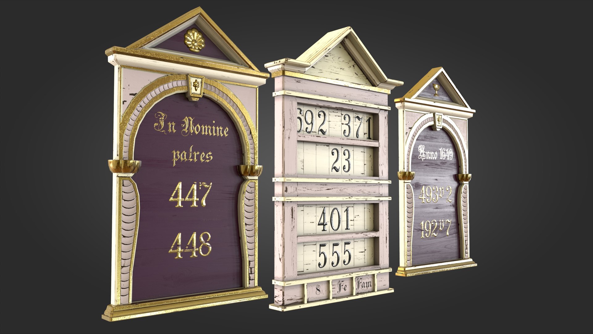 3D Antique Hymn Boards Crema Rose - PBR - TurboSquid 1828036