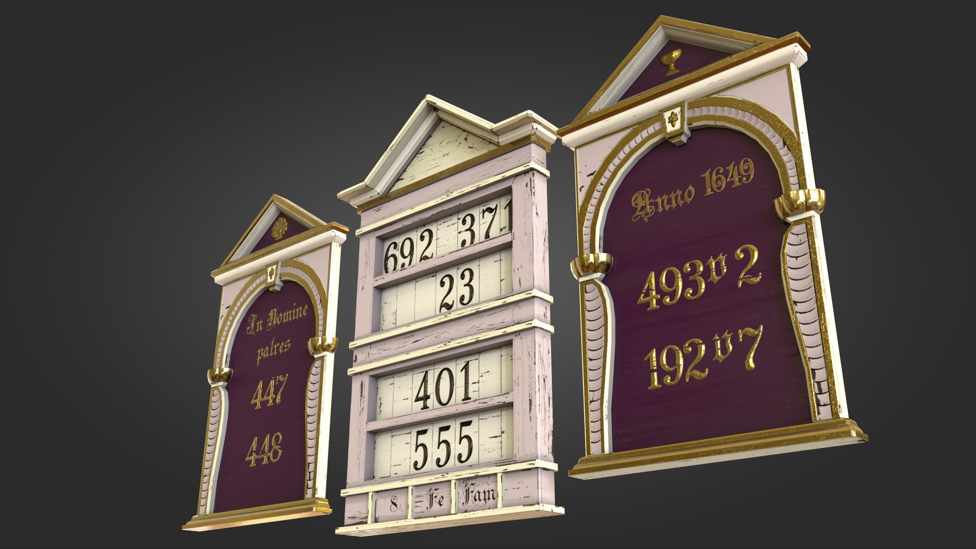 3D Antique Hymn Boards Crema Rose - PBR - TurboSquid 1828036