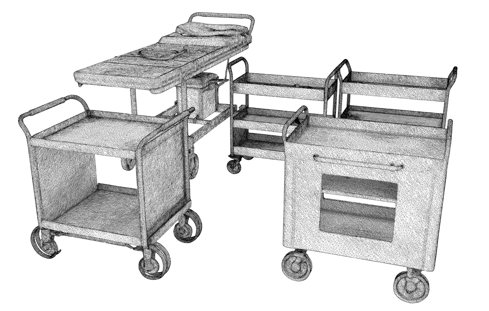 3D Old Hospital Carts - TurboSquid 2336140