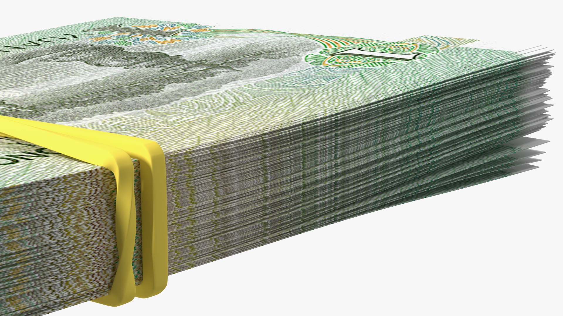 3D Stack Of Chinese 1 Yuan 2019 Bills With Rubber Band Model ...