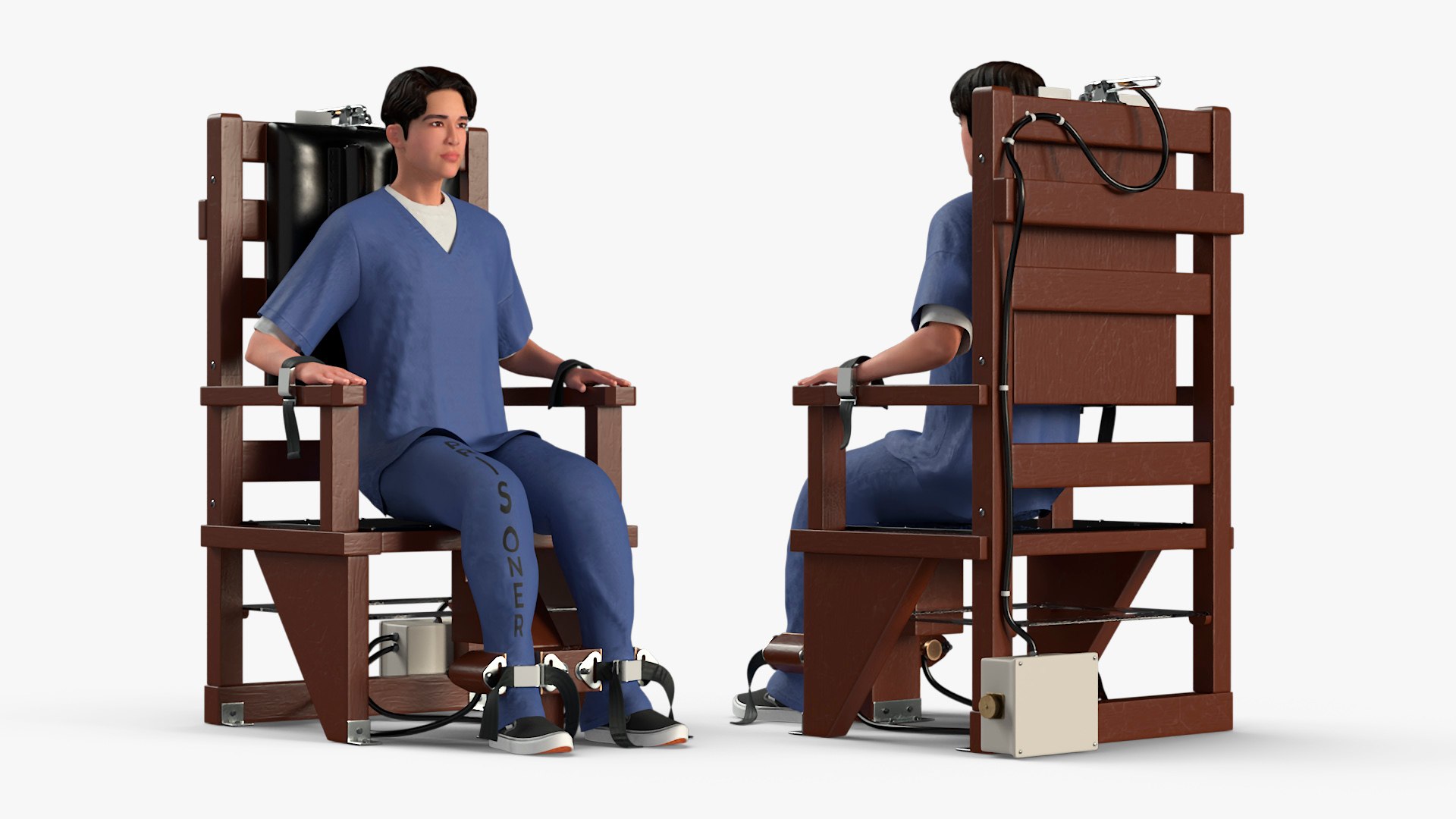 3D Asian Inmate On Electric Chair Model - TurboSquid 2374722