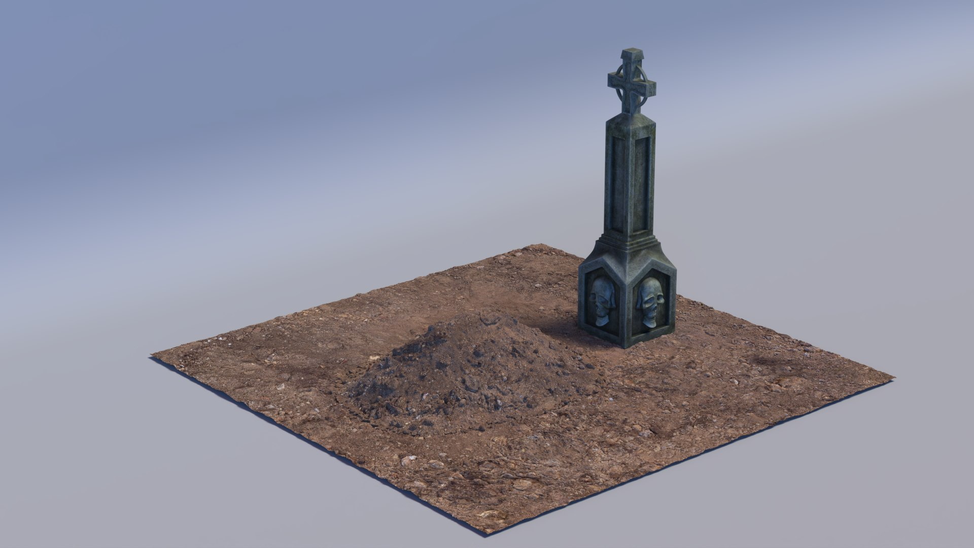Gothic Tombstone With Grave 3D Model - TurboSquid 2374053