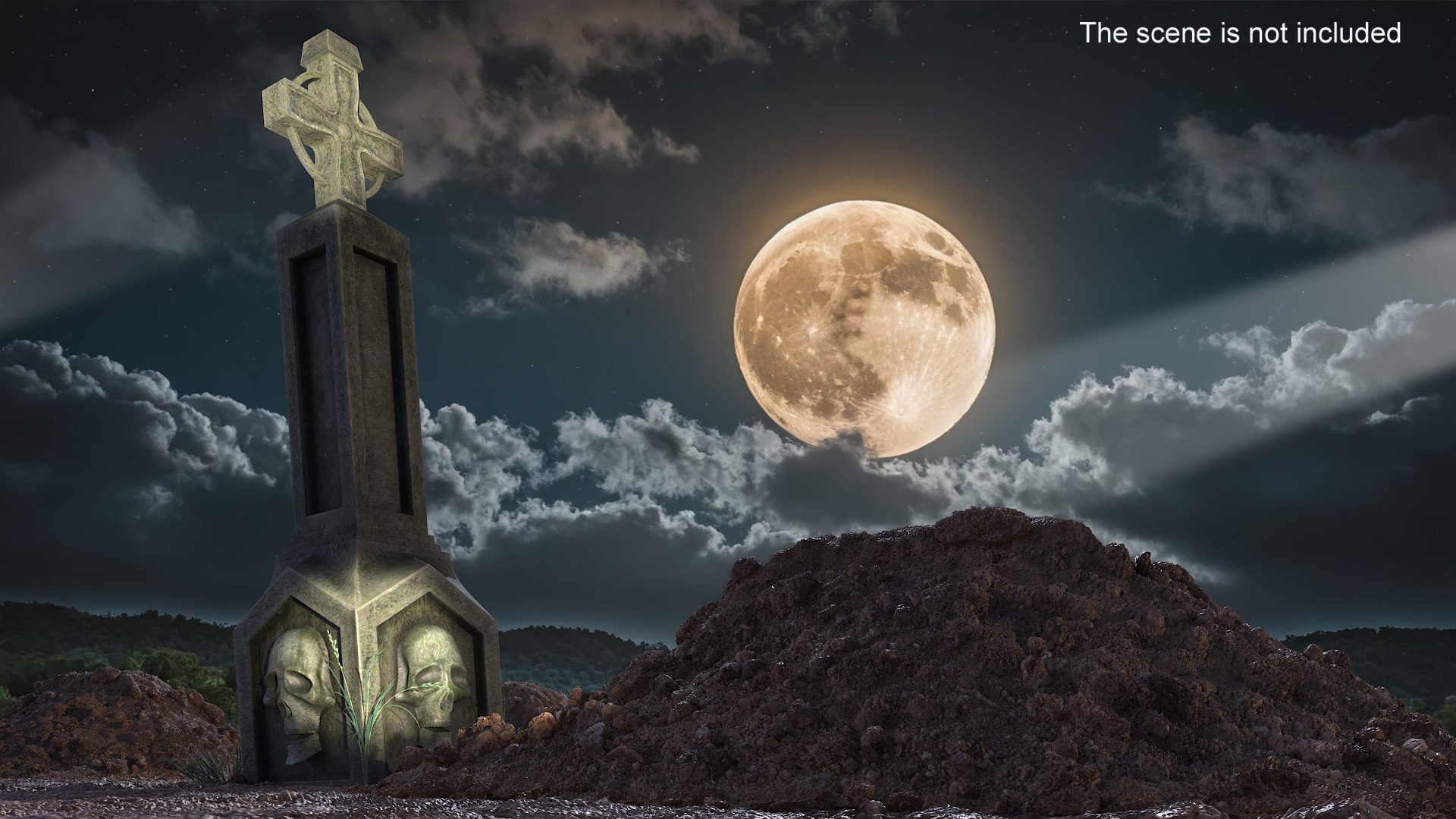 Gothic Tombstone With Grave 3D Model - TurboSquid 2374053