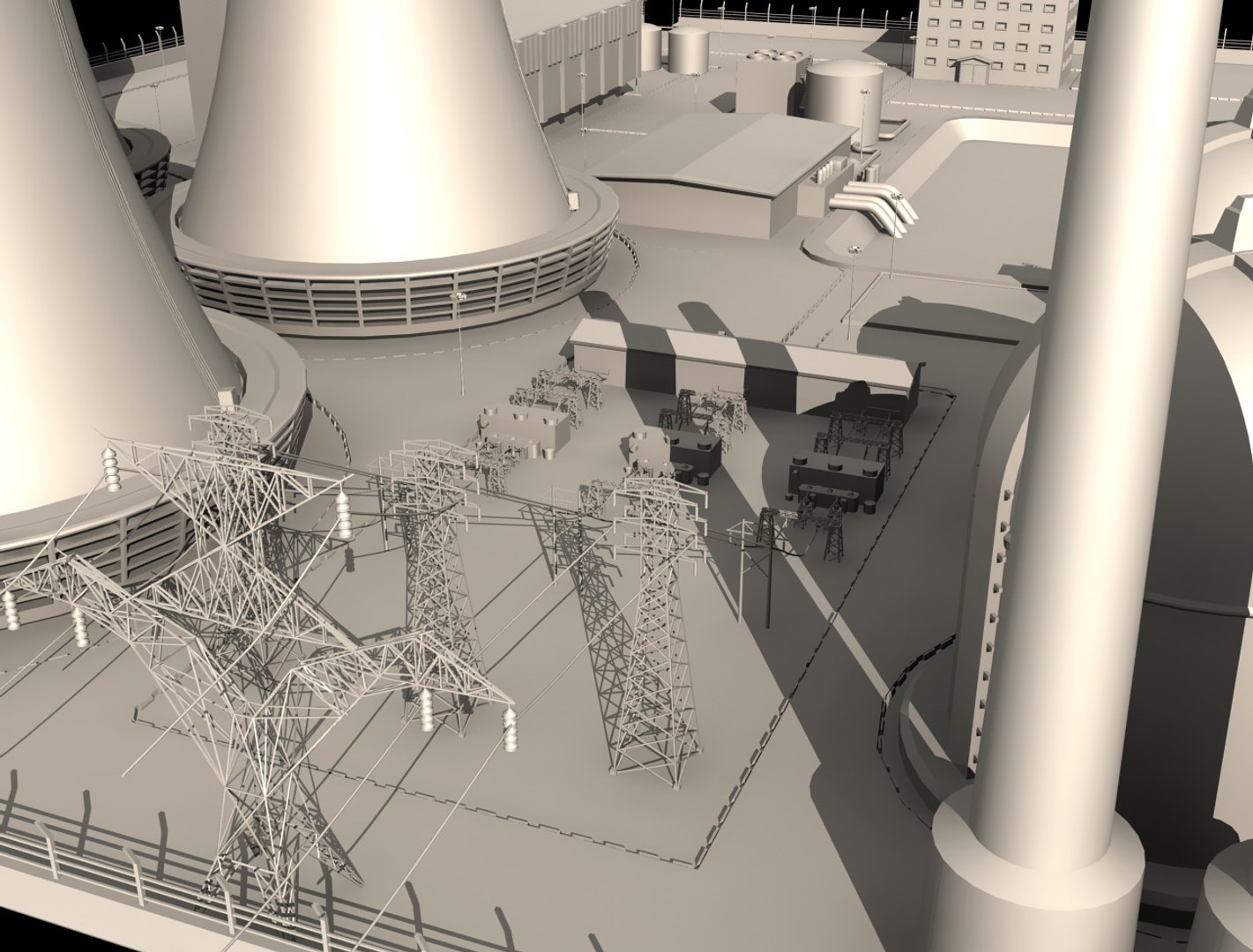 Nuclear Powerplant Buildings 3d 3ds