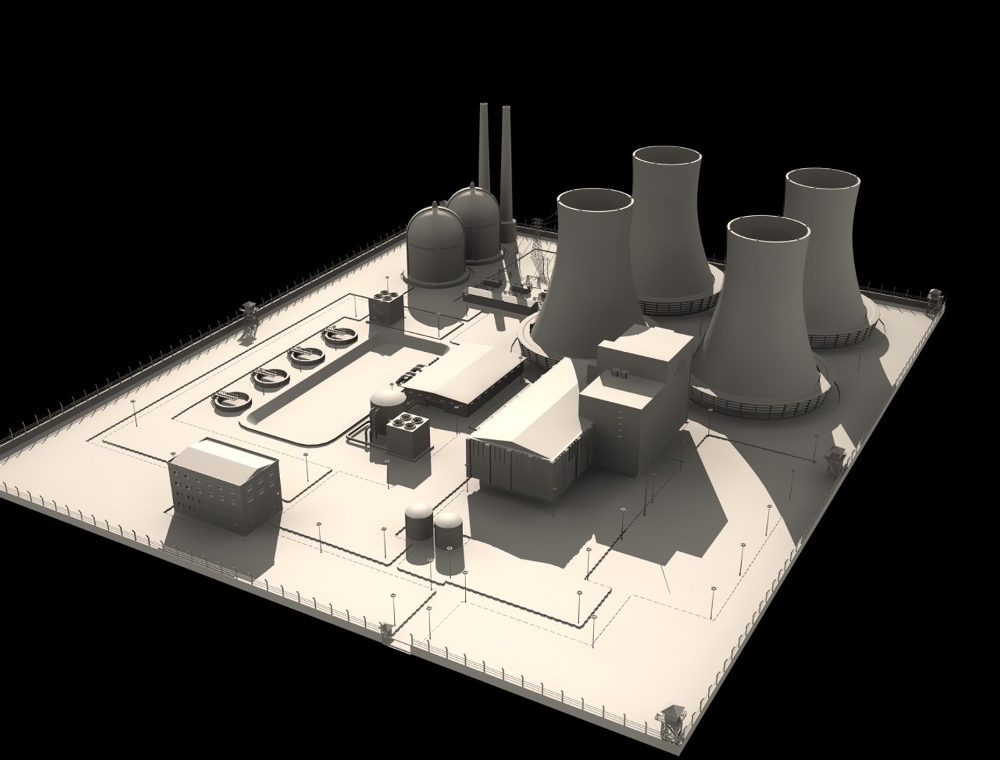 Nuclear Powerplant Buildings 3d 3ds