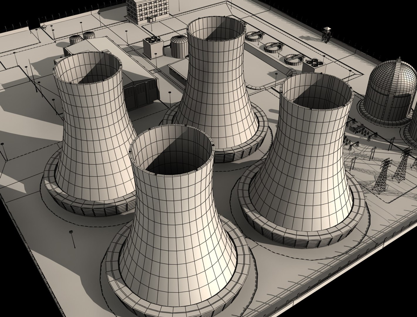 Nuclear Powerplant Buildings 3d 3ds