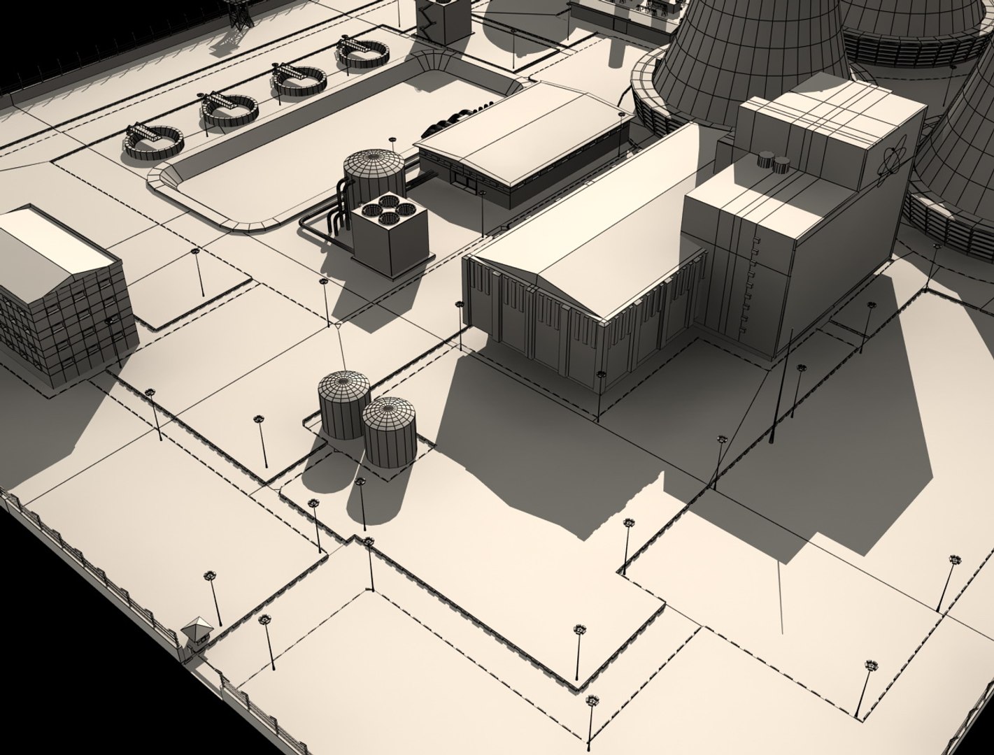 Nuclear Powerplant Buildings 3d 3ds