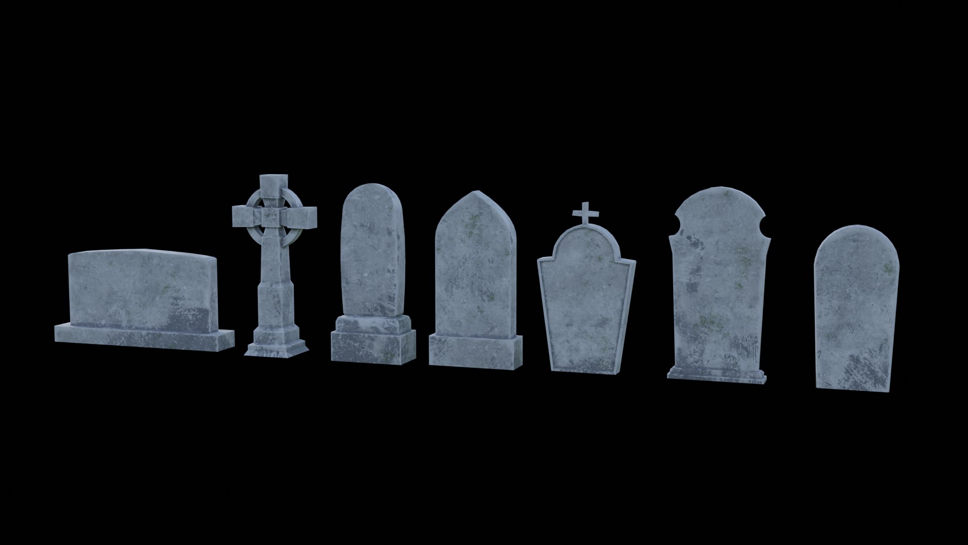 Low Poly Tombstone Pack 8K And 4K Textures Included 3D Model ...