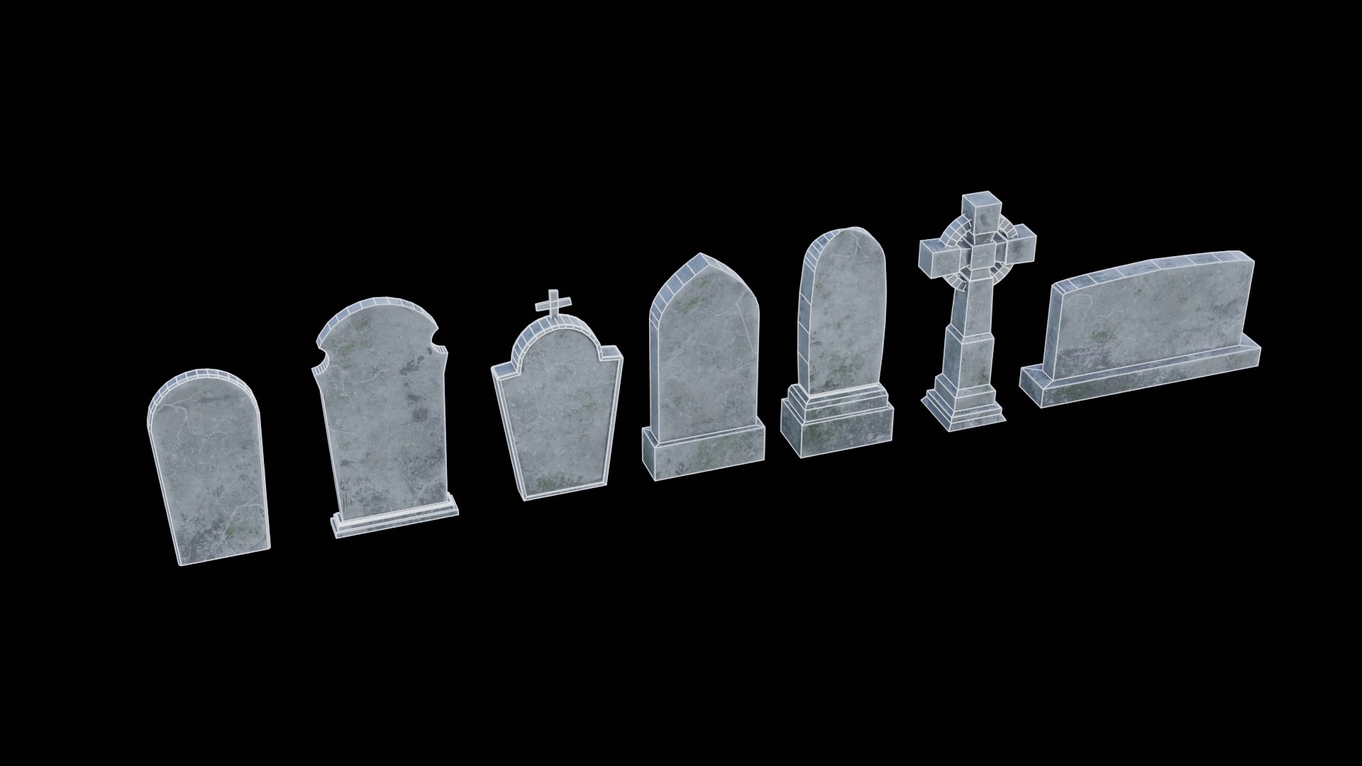 Low Poly Tombstone Pack 8K And 4K Textures Included 3D Model ...
