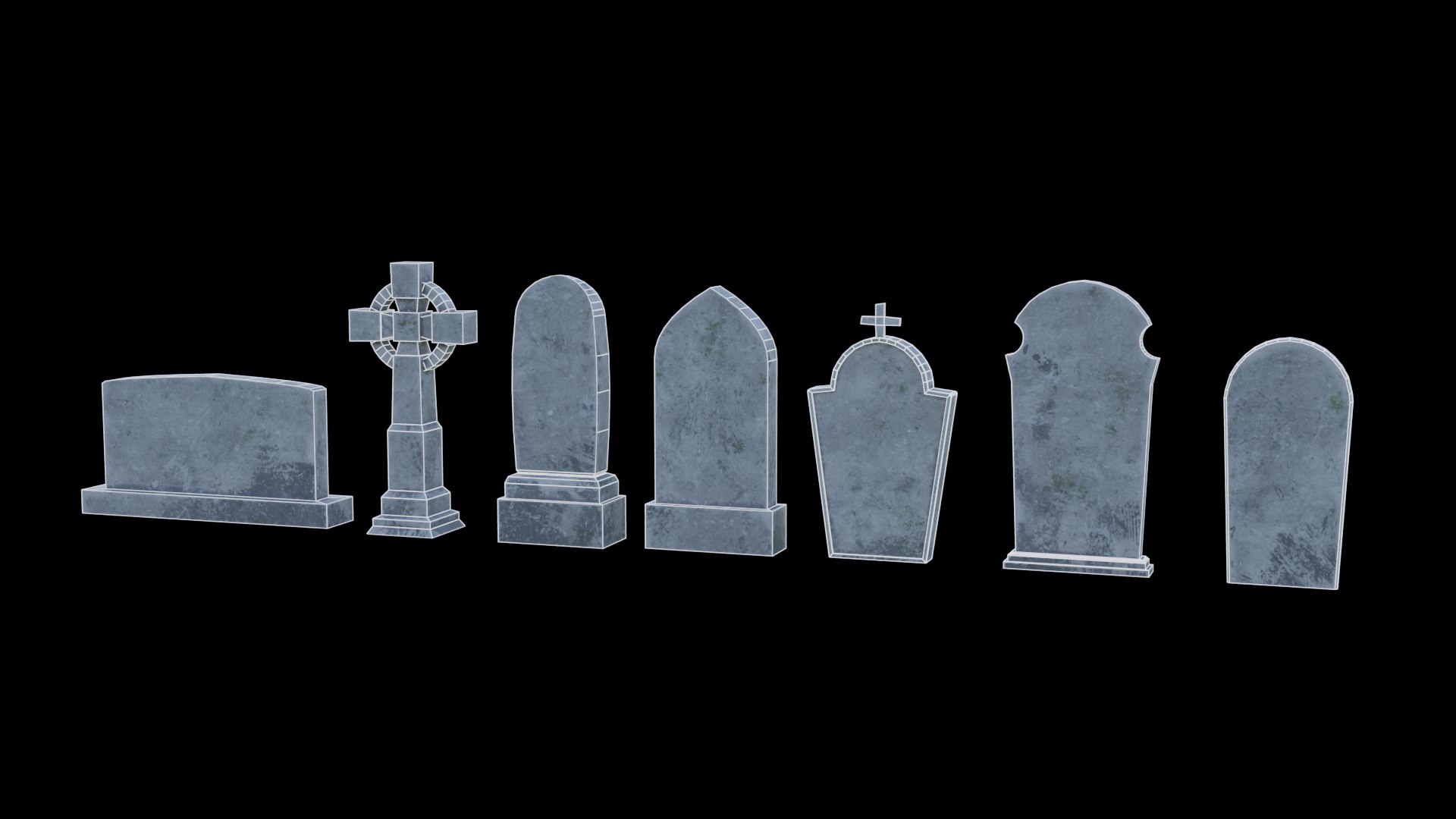 Low Poly Tombstone Pack 8K And 4K Textures Included 3D Model ...