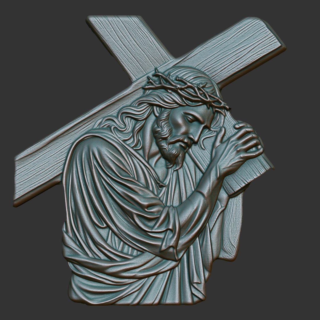 3D Jesus Carrying The Cross Basrelief 09 240608 Model - TurboSquid 2368724