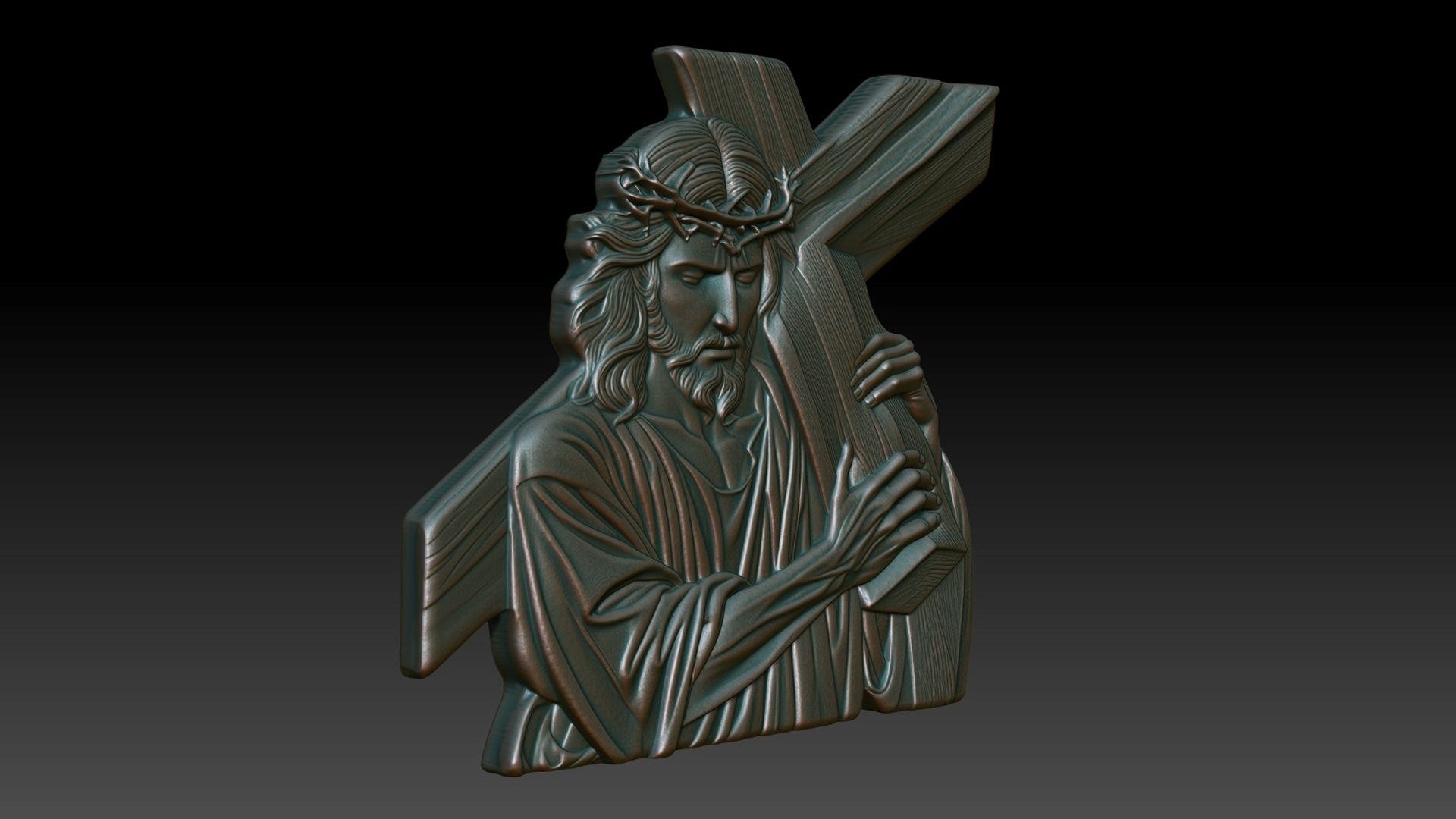 3D Jesus Carrying The Cross Basrelief 06 240608 Model - TurboSquid 2368724