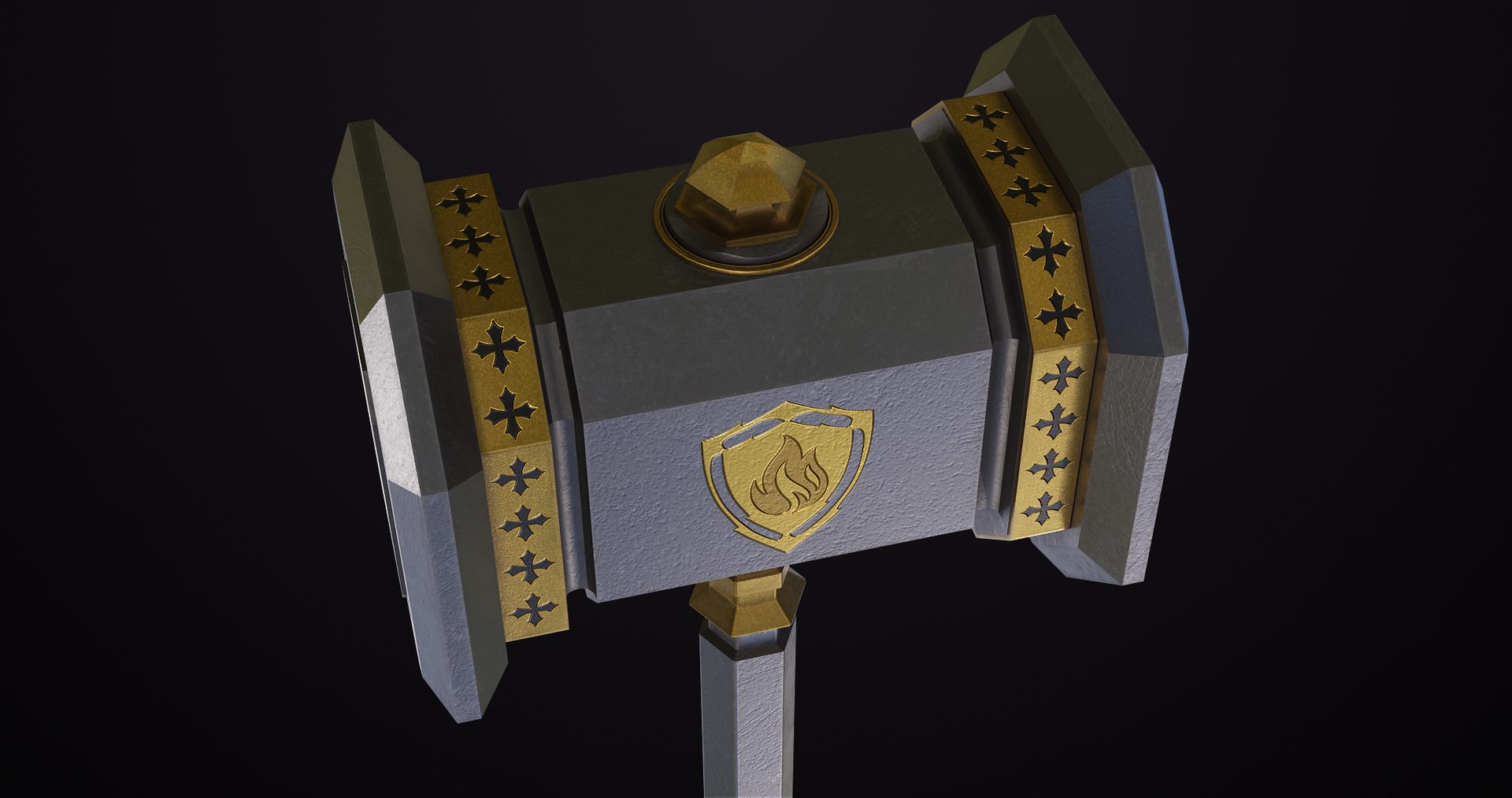 3D Battle Hammer 06 All PBR Unity UE Textures Included model ...