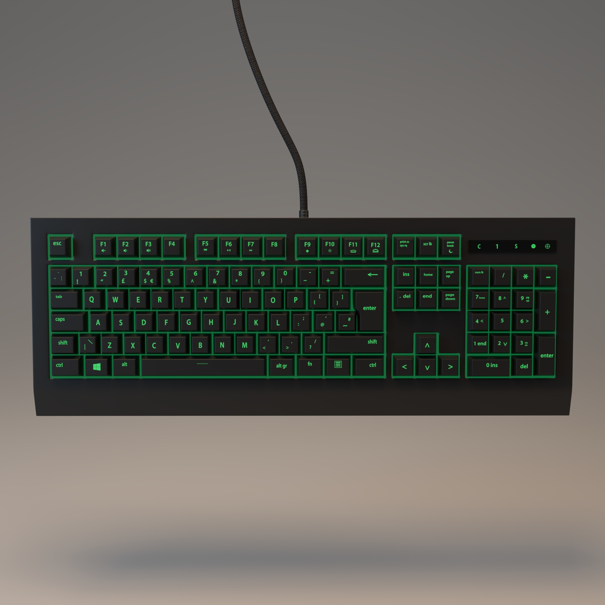 3D green rgb pc keyboard - TurboSquid 1711949