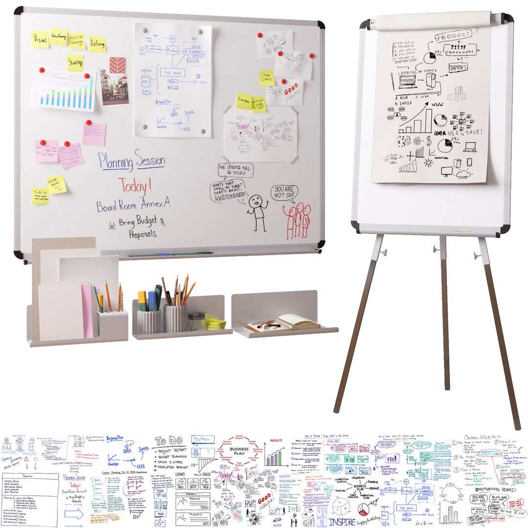 3D model Set for Magnetic whiteboards and Flipcharts - TurboSquid 1913692