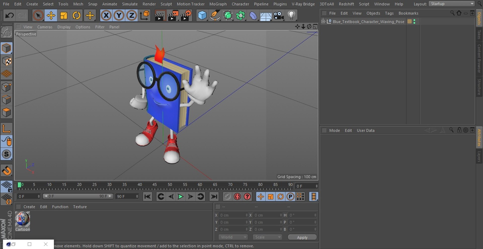 3D Model Blue Textbook Character Waving Pose - TurboSquid 2128824