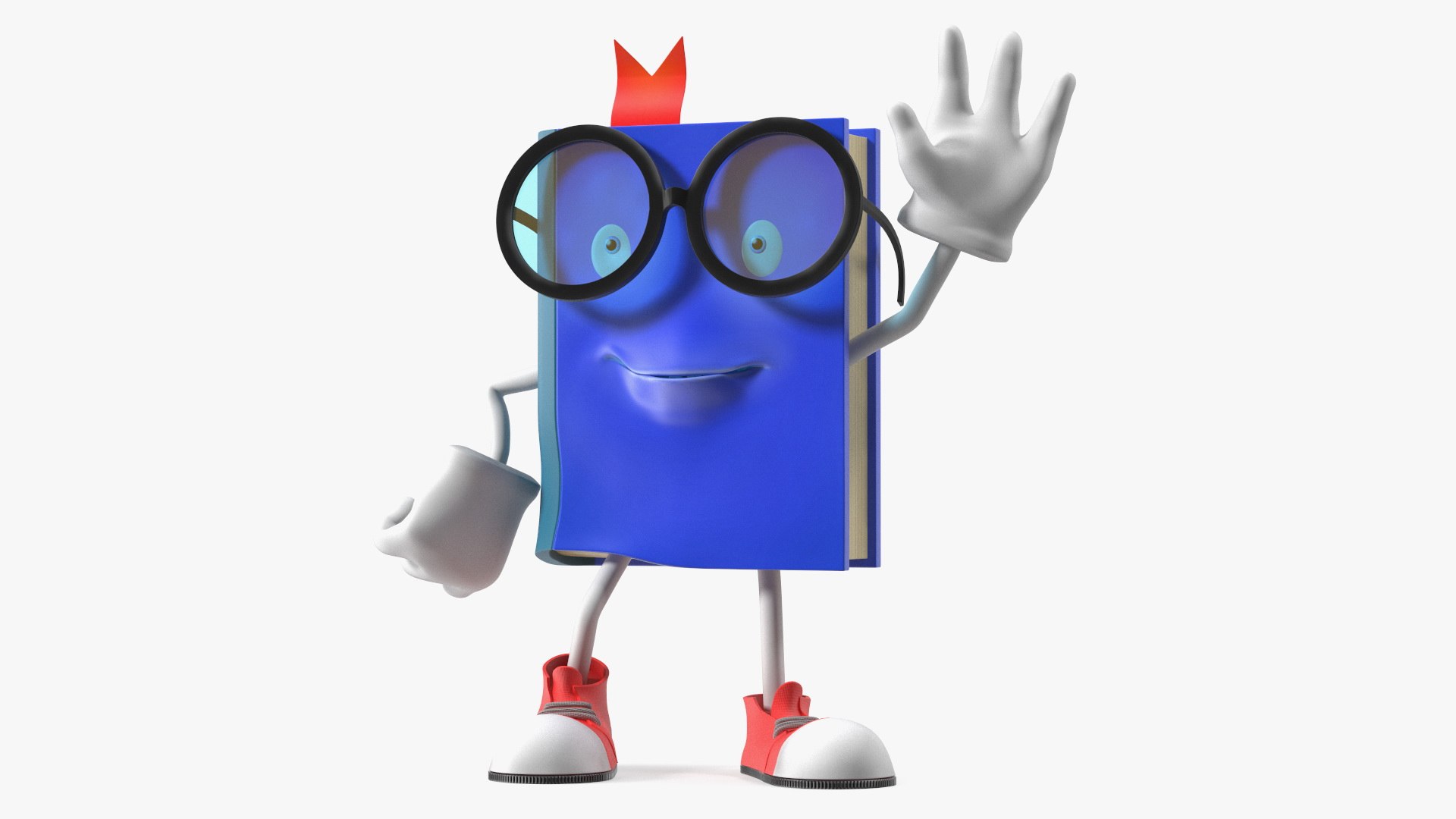 3D model Blue Textbook Character Waving Pose - TurboSquid 2128824