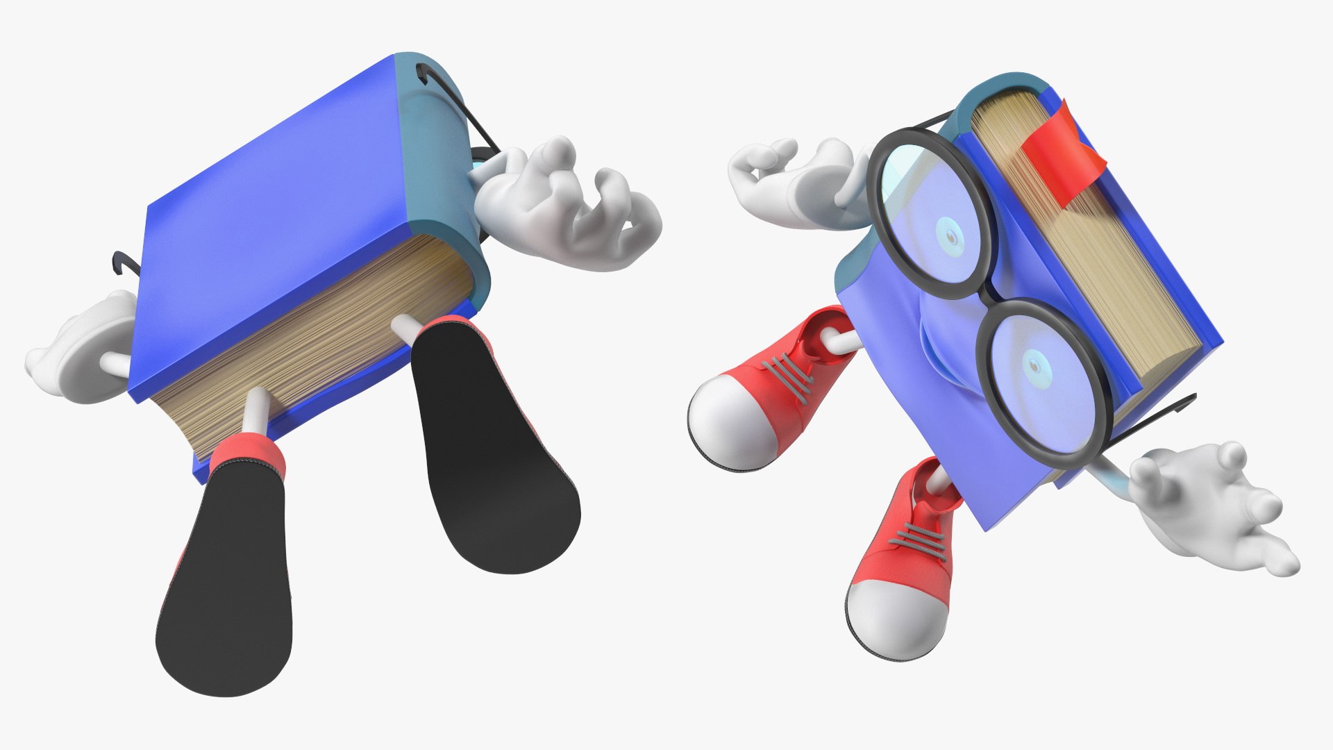 3D Model Blue Textbook Character Waving Pose - TurboSquid 2128824