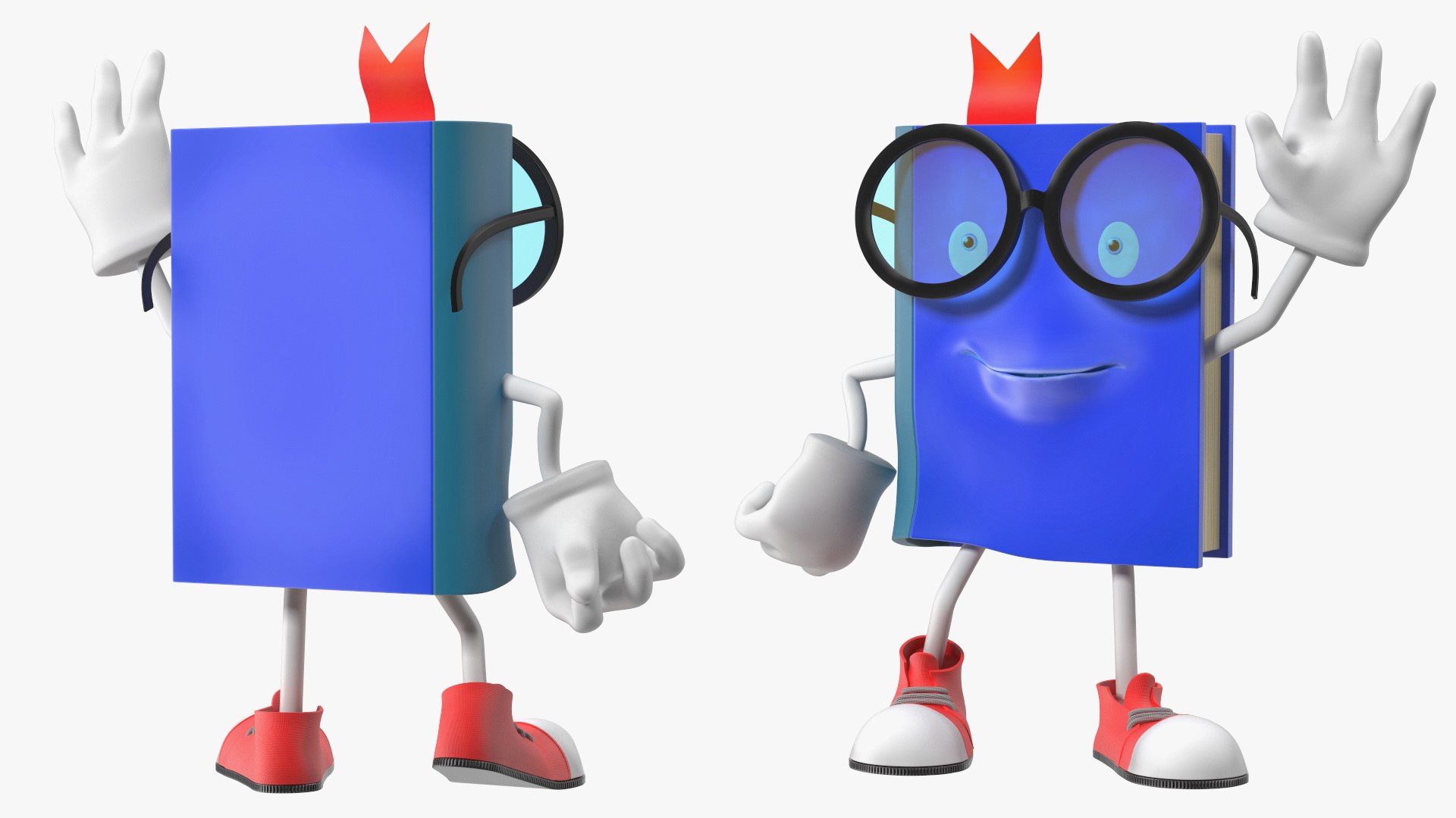 3D Model Blue Textbook Character Waving Pose - TurboSquid 2128824