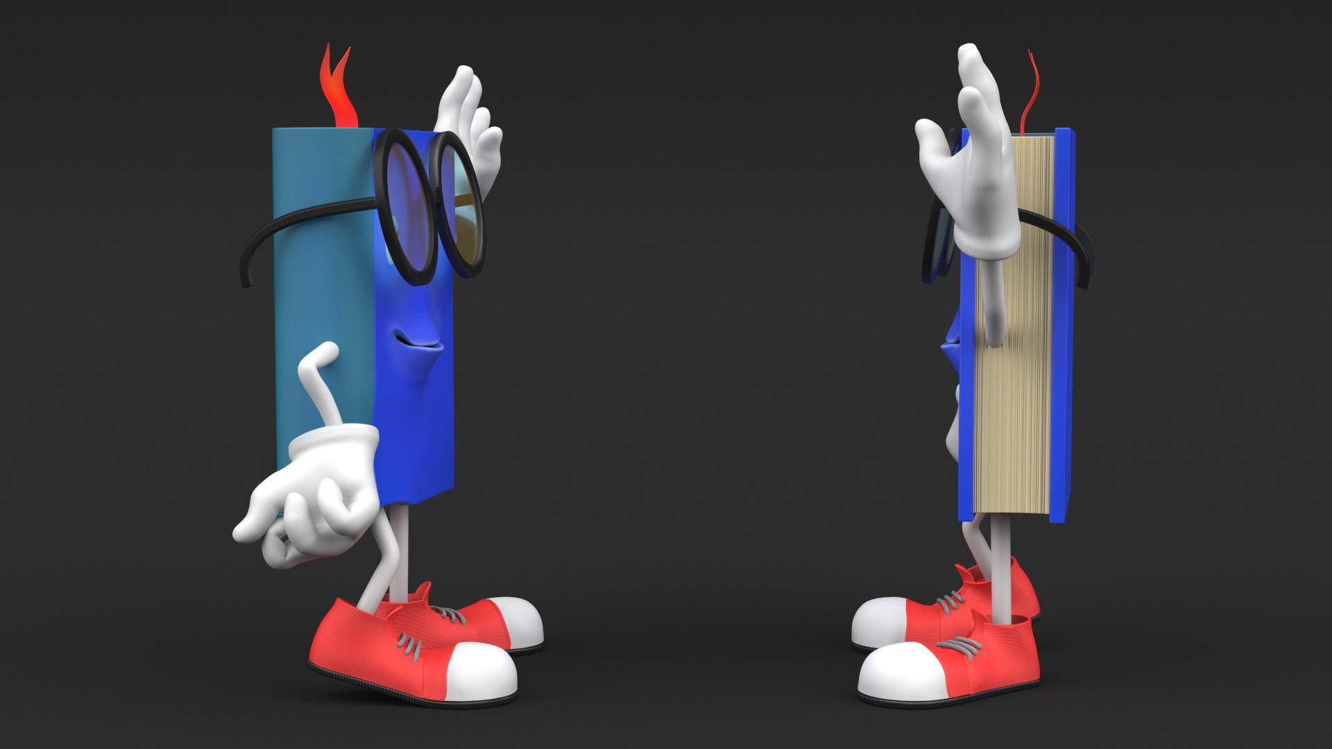 3D Model Blue Textbook Character Waving Pose - TurboSquid 2128824