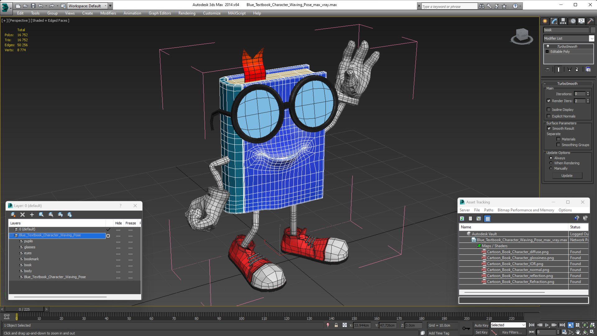 3D Model Blue Textbook Character Waving Pose - TurboSquid 2128824