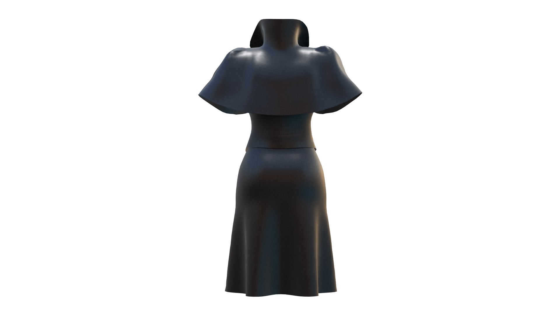 Standing Collar Bolero Cloak Strapless Dress 3D Model Low Poly 3D Model ...