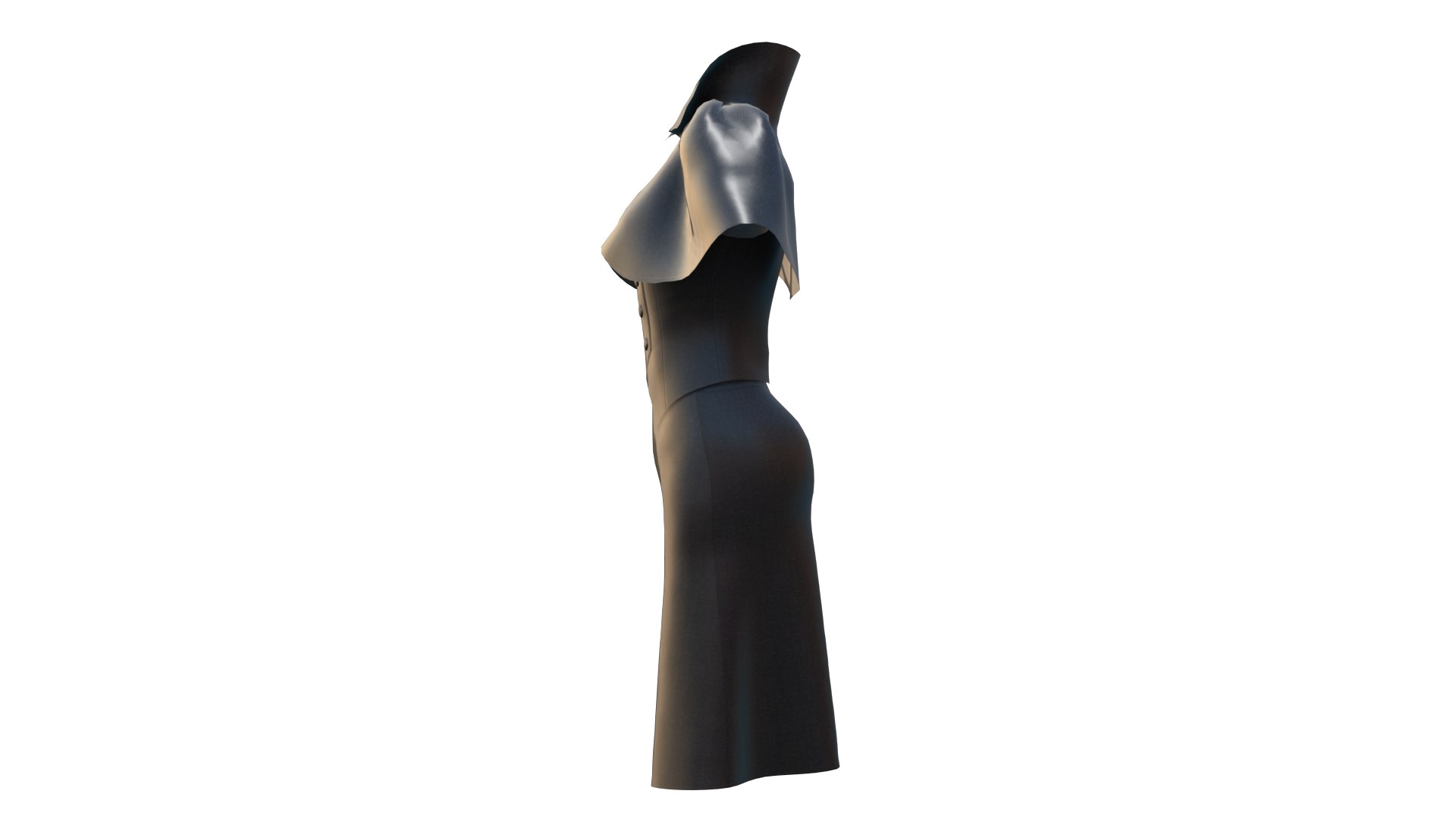 Standing Collar Bolero Cloak Strapless Dress 3D Model Low Poly 3D Model ...