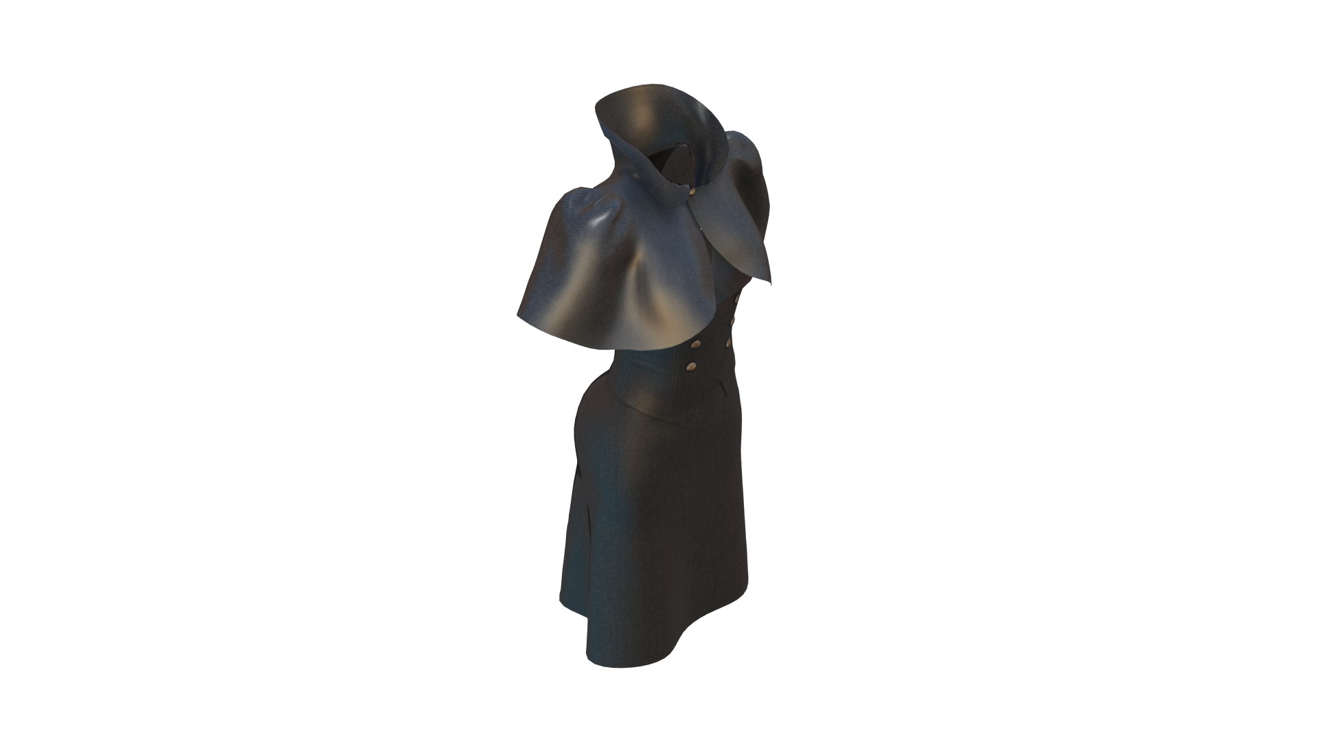 Standing Collar Bolero Cloak Strapless Dress 3D Model Low Poly 3D Model ...
