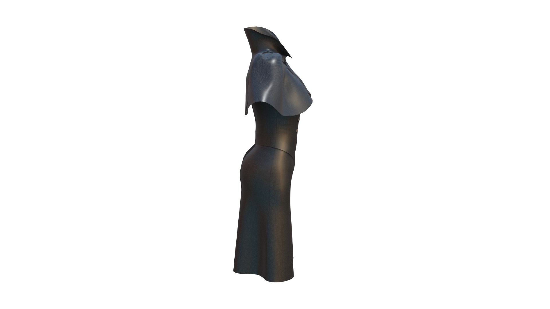 Standing Collar Bolero Cloak Strapless Dress 3D Model Low Poly 3D Model ...