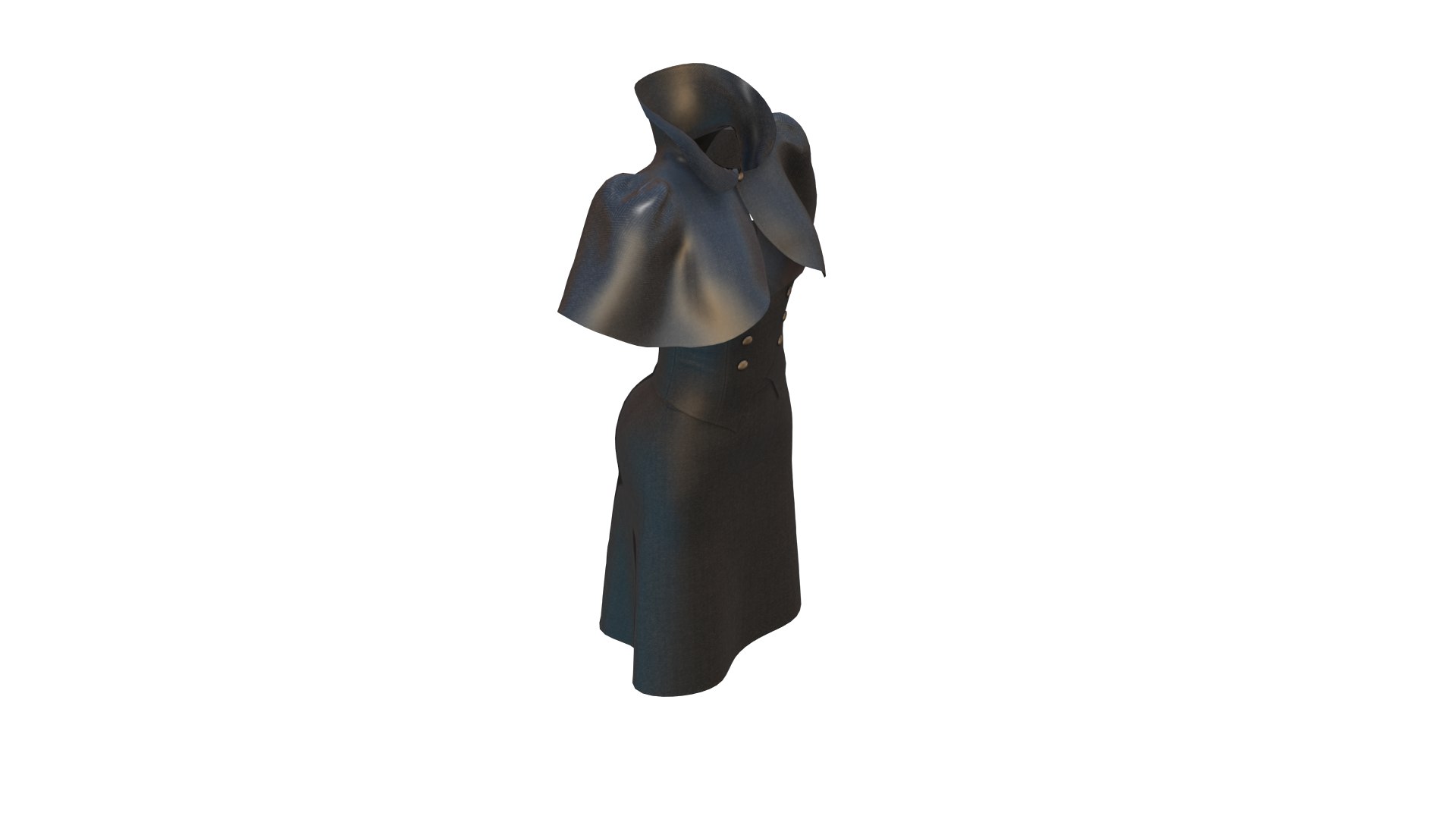 Standing Collar Bolero Cloak Strapless Dress 3D Model Low Poly 3D Model ...