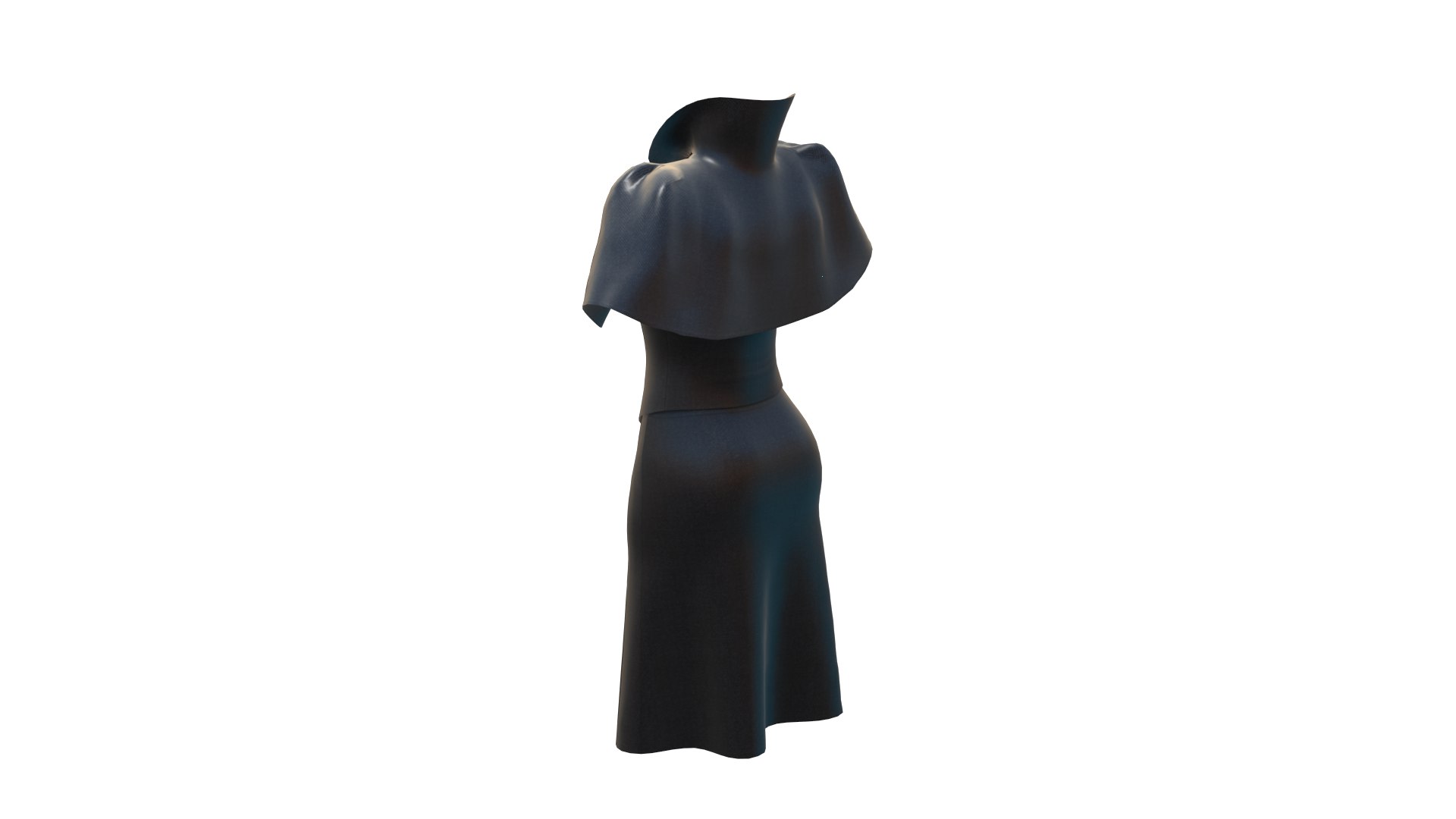 Standing Collar Bolero Cloak Strapless Dress 3D Model Low Poly 3D Model ...
