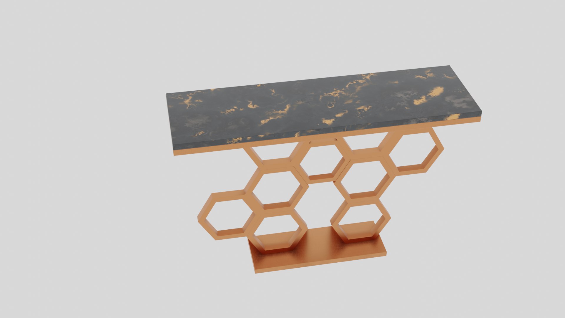 3D Honeycomb Motif Copper Metal Console Table - TurboSquid 2060119