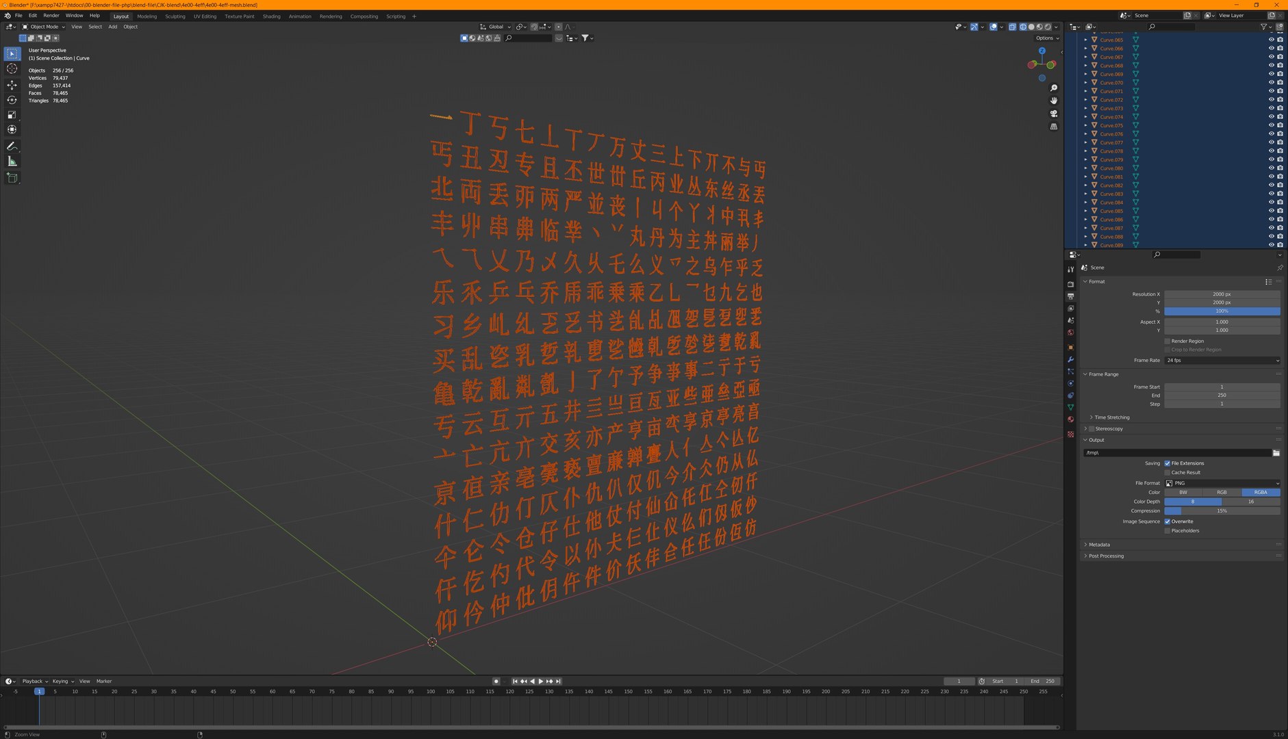 CJK Unicode 4e00-4eff 256 Letters Mesh For Blender 3D Model - TurboSquid 1870608