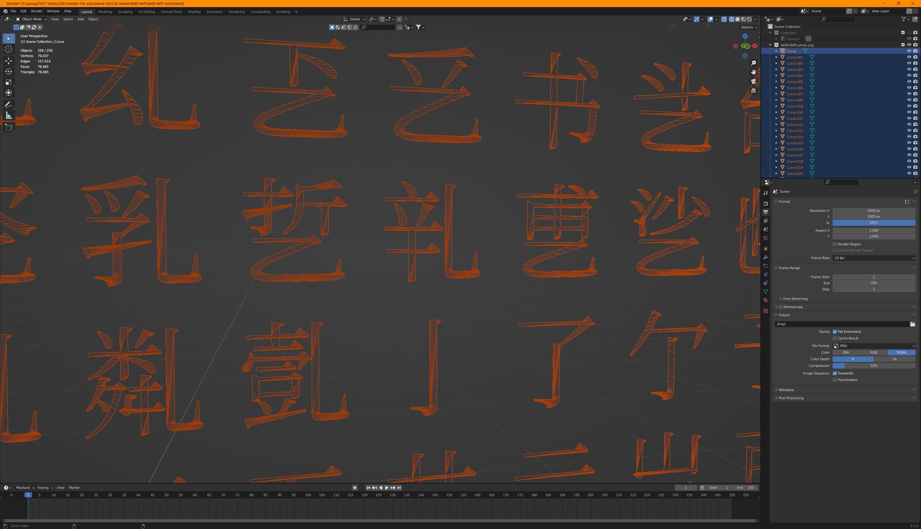 CJK Unicode 4e00-4eff 256 Letters Mesh For Blender 3D Model - TurboSquid 1870608