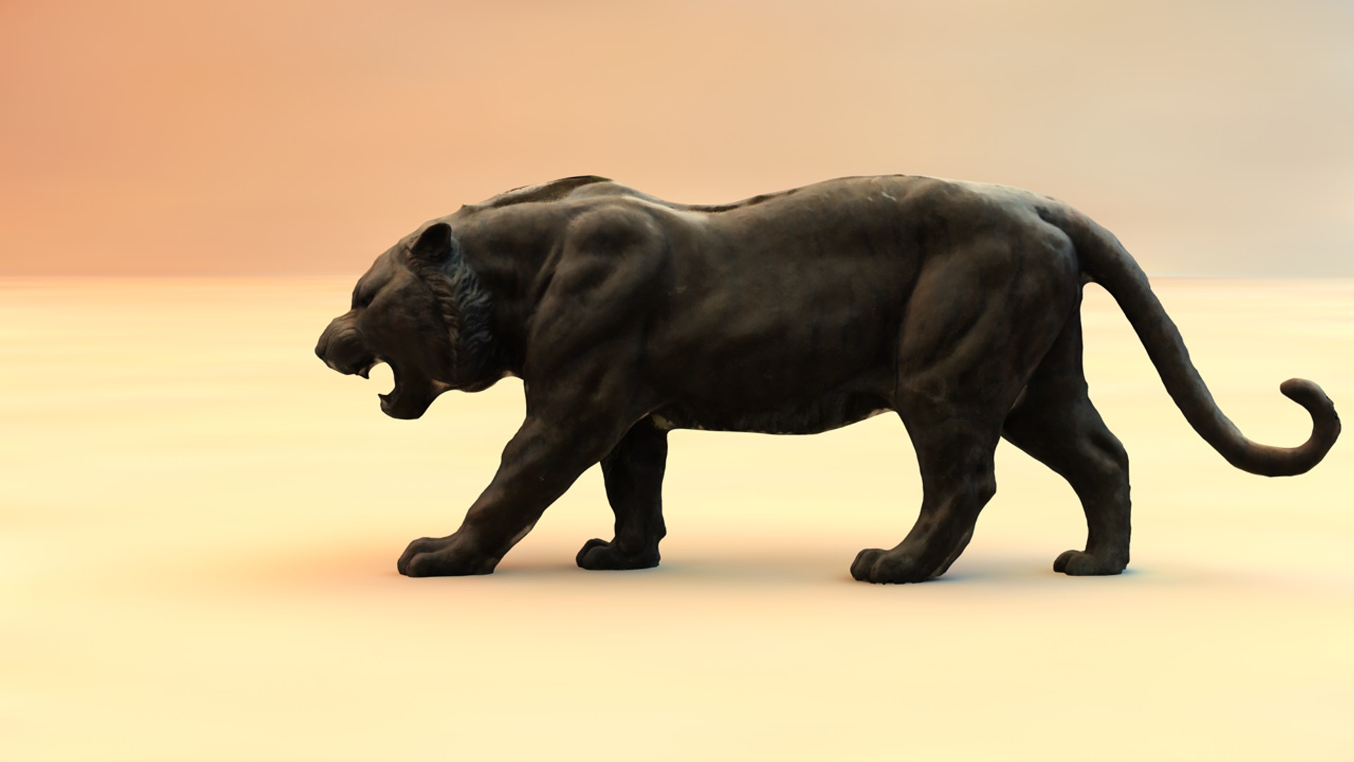 statue panther 3d c4d