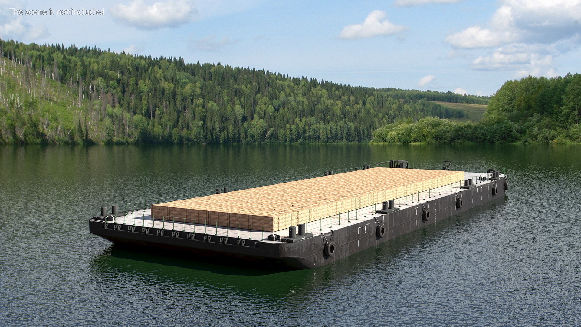 Pontoon Barge Loaded Wood Planks 3D - TurboSquid 1853404