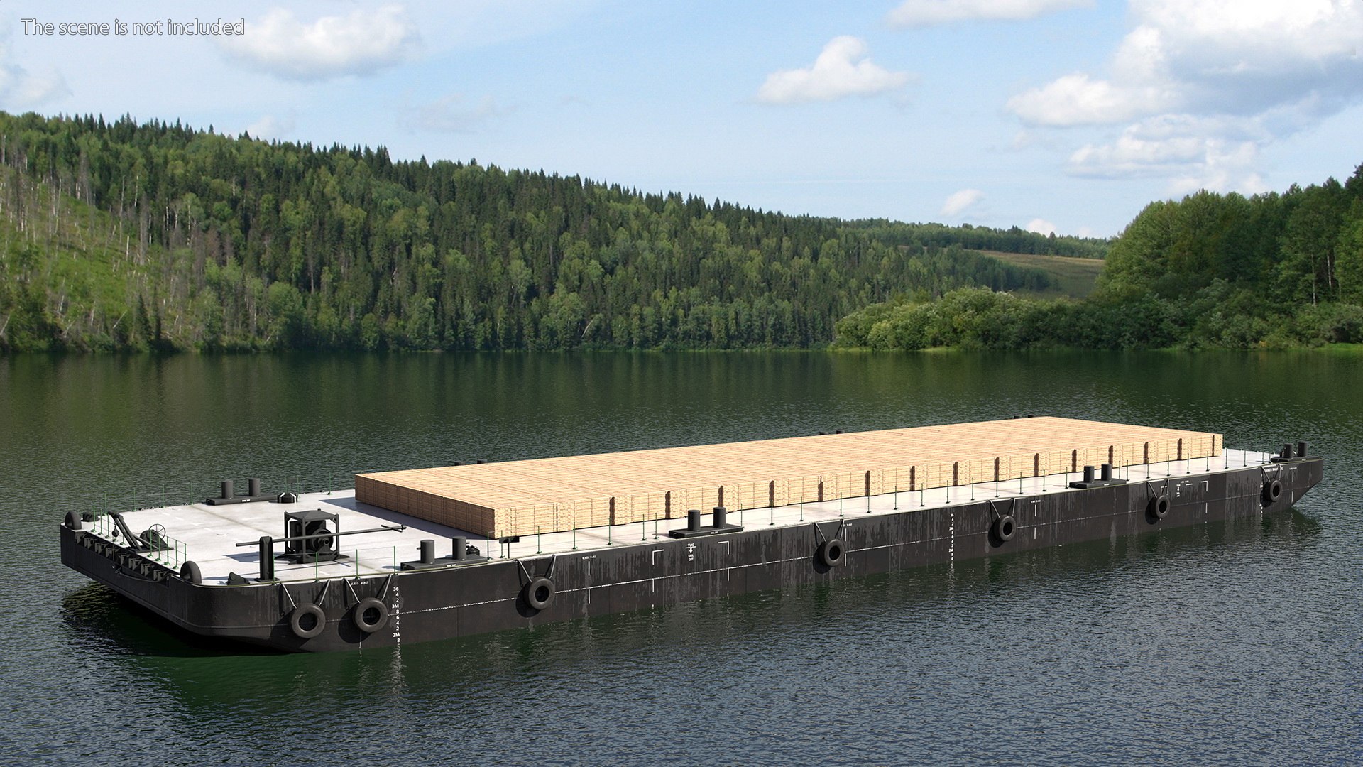 Pontoon Barge Loaded Wood Planks 3D - TurboSquid 1853404