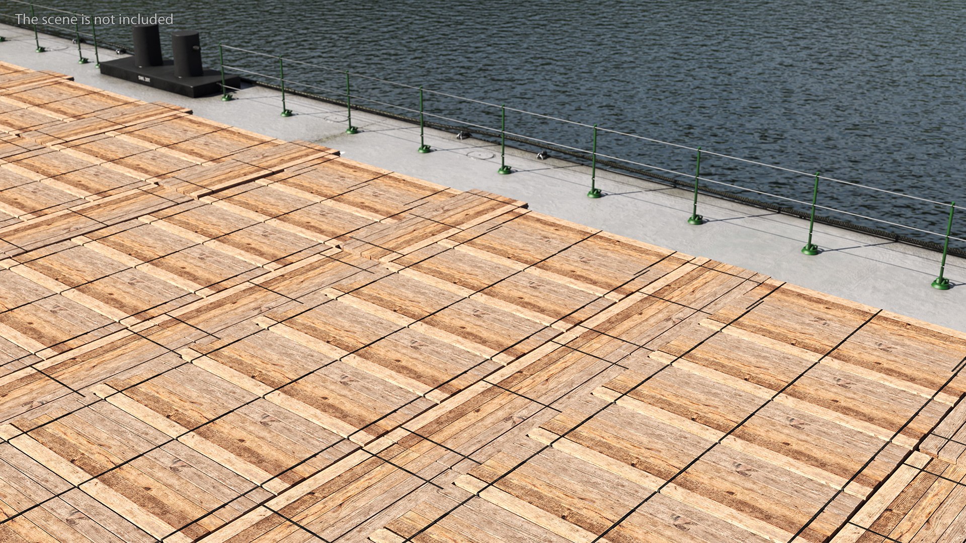 Pontoon Barge Loaded Wood Planks 3D - TurboSquid 1853404