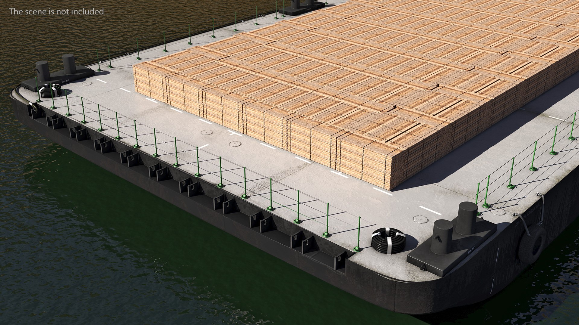 Pontoon Barge Loaded Wood Planks 3D - TurboSquid 1853404