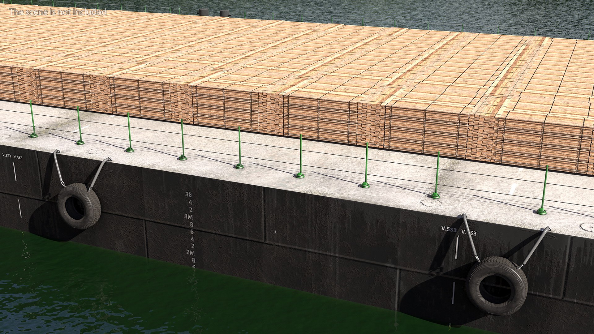Pontoon Barge Loaded Wood Planks 3D - TurboSquid 1853404