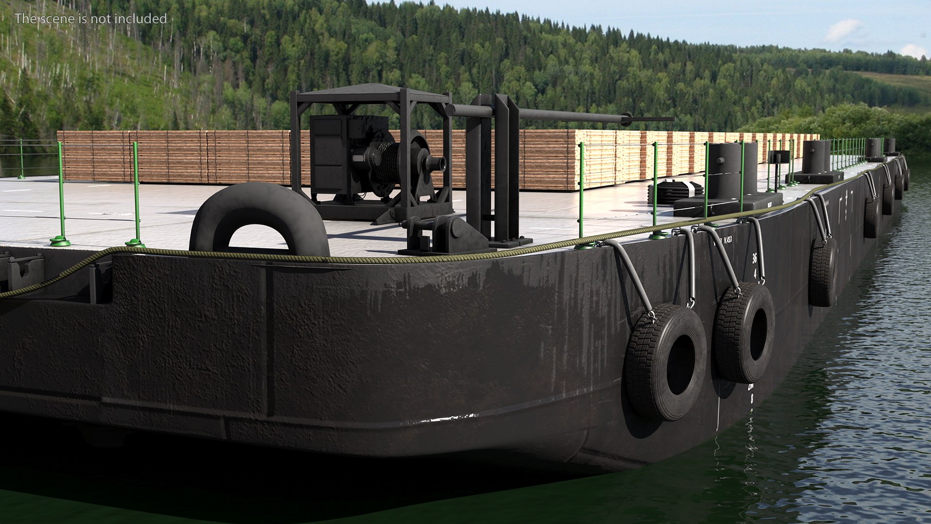 Pontoon Barge Loaded Wood Planks 3D - TurboSquid 1853404