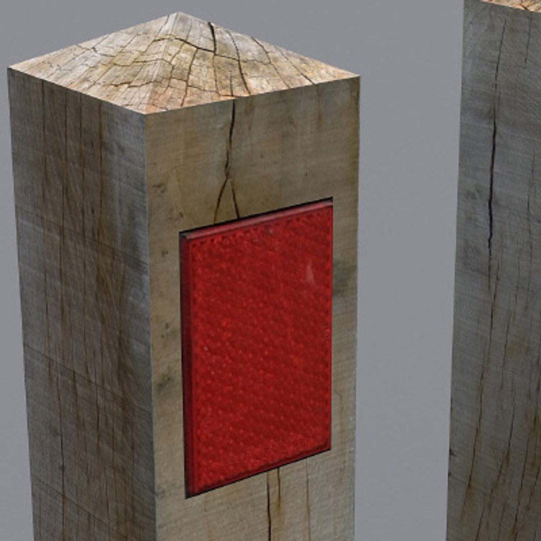 Wooden Post Reflective 3d Model