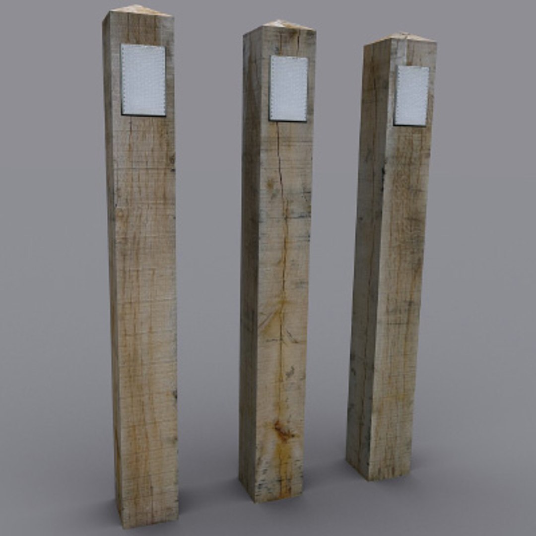 Wooden Post Reflective 3d Model