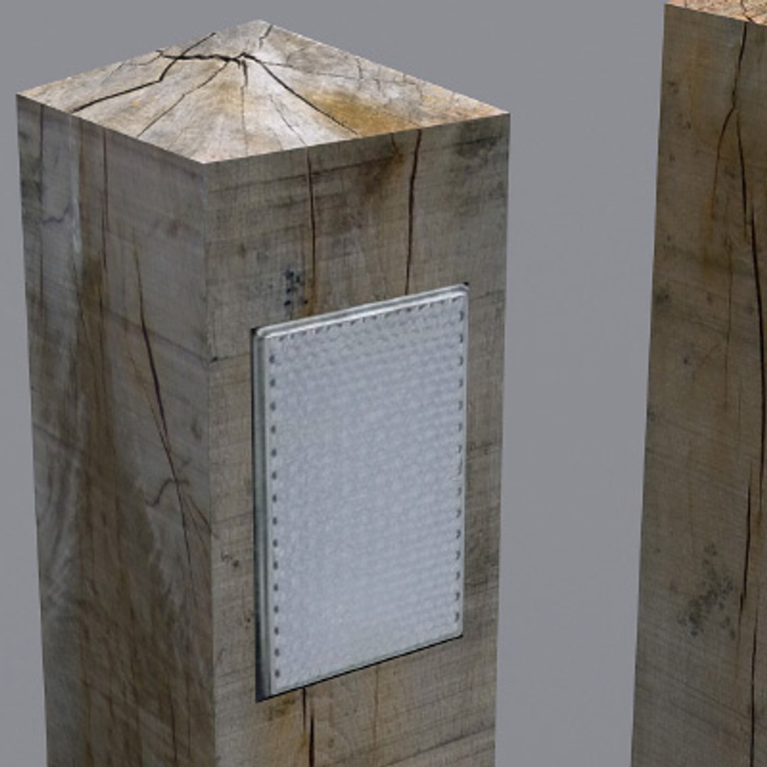 Wooden Post Reflective 3d Model