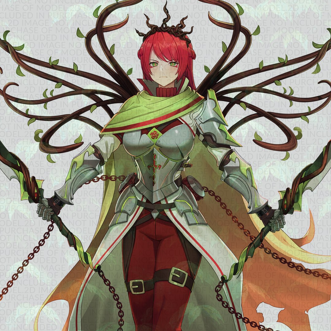 3D Low Poly Stylized Anime Female Knight - 1 Of 40 - Thorn Crown Erma ...