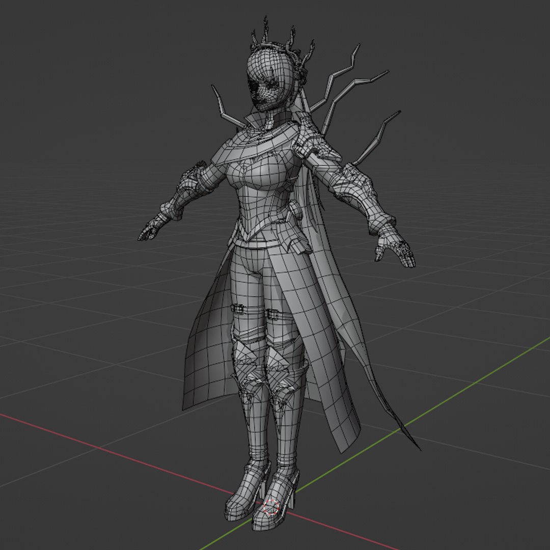 3D Low Poly Stylized Anime Female Knight - 1 Of 40 - Thorn Crown Erma ...