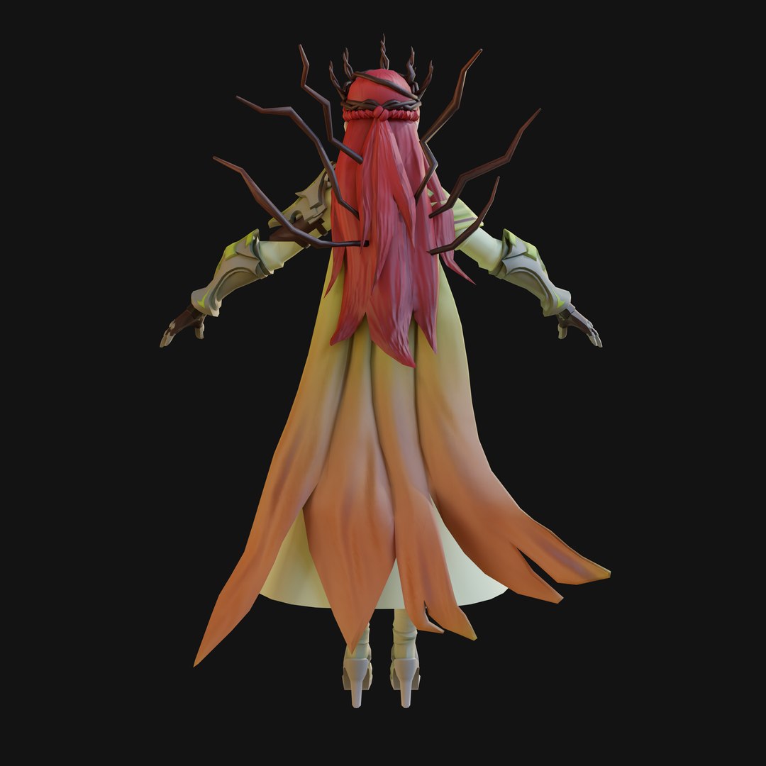 3D Low Poly Stylized Anime Female Knight - 1 Of 40 - Thorn Crown Erma ...