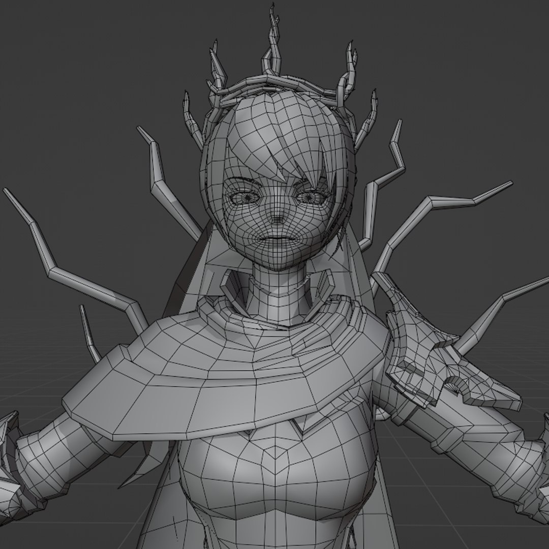 3D Low Poly Stylized Anime Female Knight - 1 Of 40 - Thorn Crown Erma ...