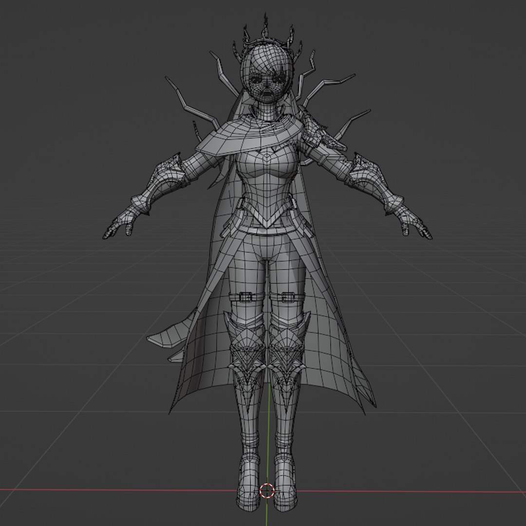3D Low Poly Stylized Anime Female Knight - 1 Of 40 - Thorn Crown Erma ...